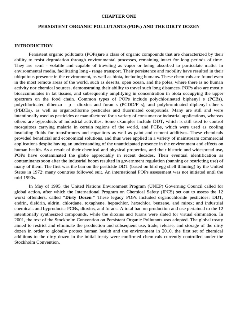 Persistent Organic Pollutants P0Ps and The Dirty Dozen | PDF