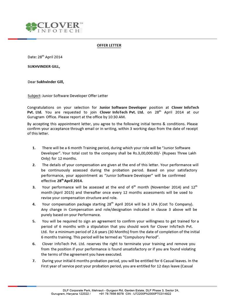 Offer Letter | PDF