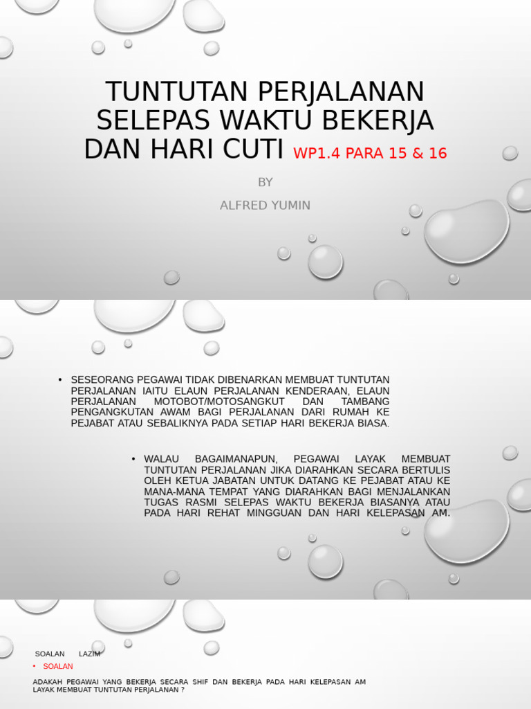 Tuntutan Perjalanan Selepas Waktu Bekerja Dan Hari Cuti | PDF