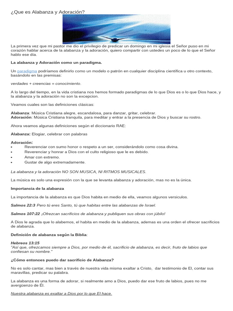 Que Es Alabanza y Adoración | PDF