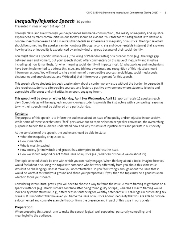 Inequality Injustice Speech | PDF