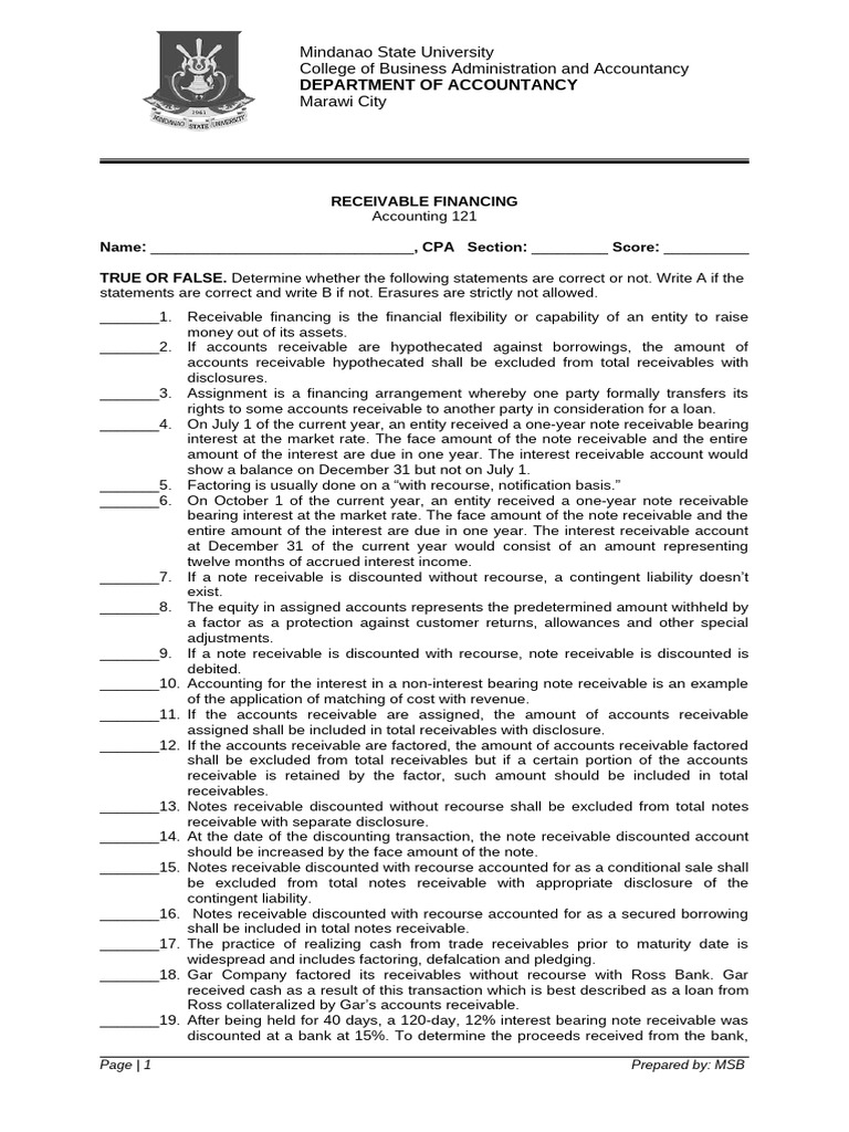 6.1 Receivable Financing | PDF