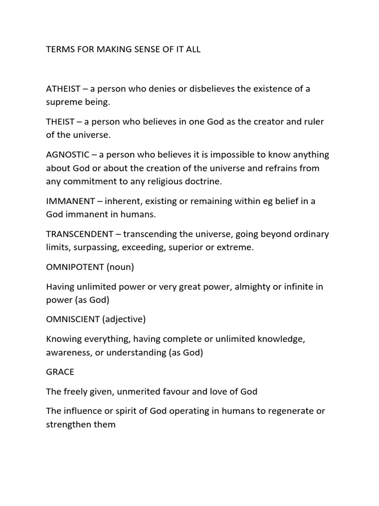 TERMS FOR MAKING SENSE OF IT ALL + Activity | PDF
