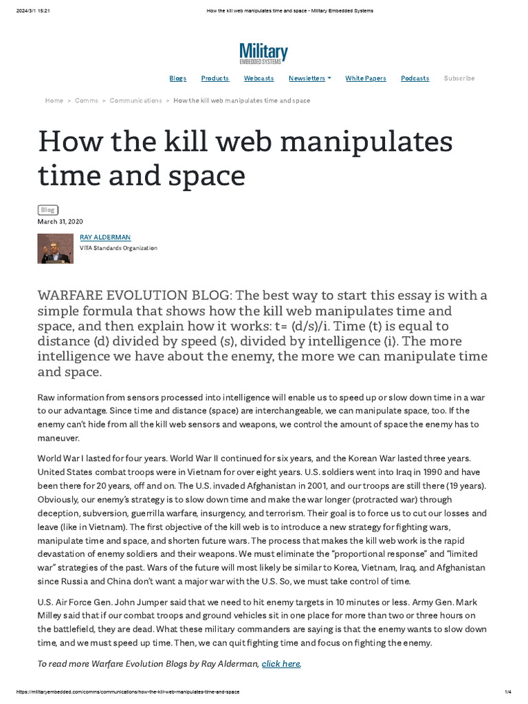 How The Kill Web Manipulates Time and Space - Military Embedded Systems ...