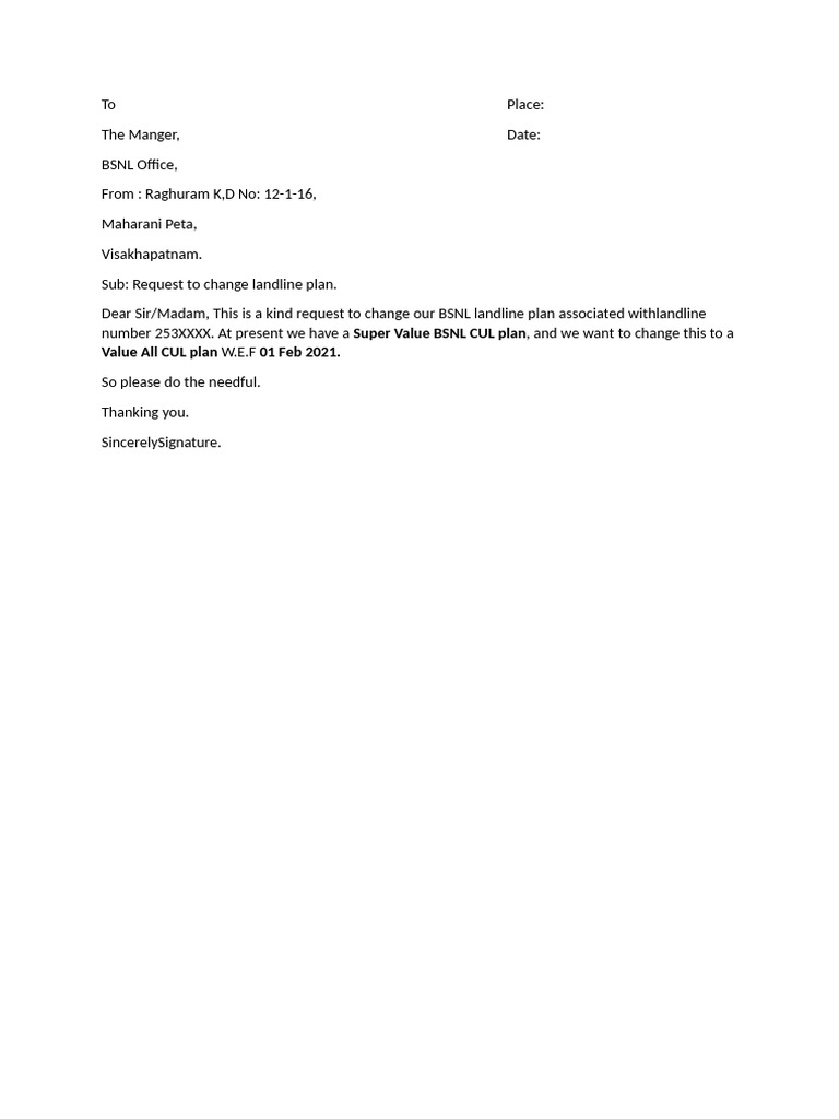 Bsnl Letter | PDF