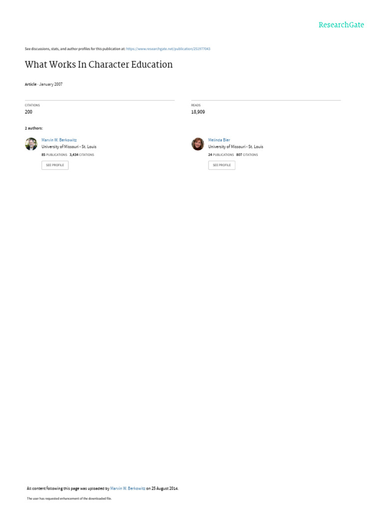 What Works in Character Education | PDF