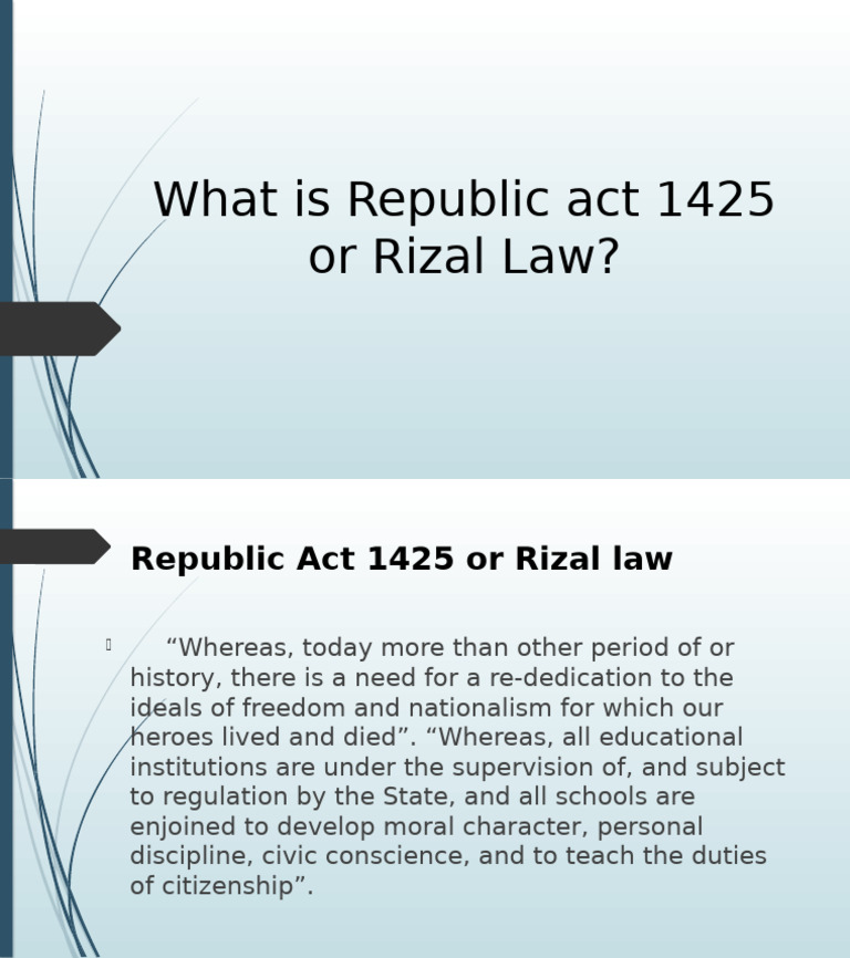 Republic Act 1425 or Rizal Law | PDF | Politics