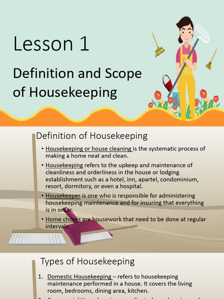 Lesson 1-Definition and Scope of Housekeeping | PDF