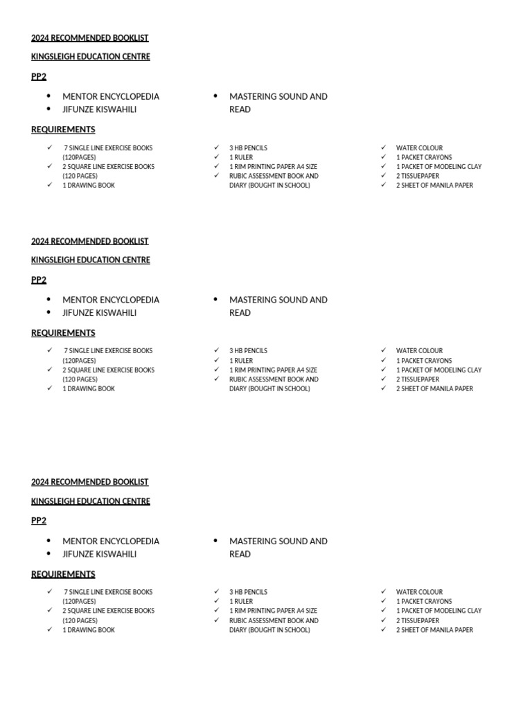 2024 Recommended Booklist Pp2 | PDF