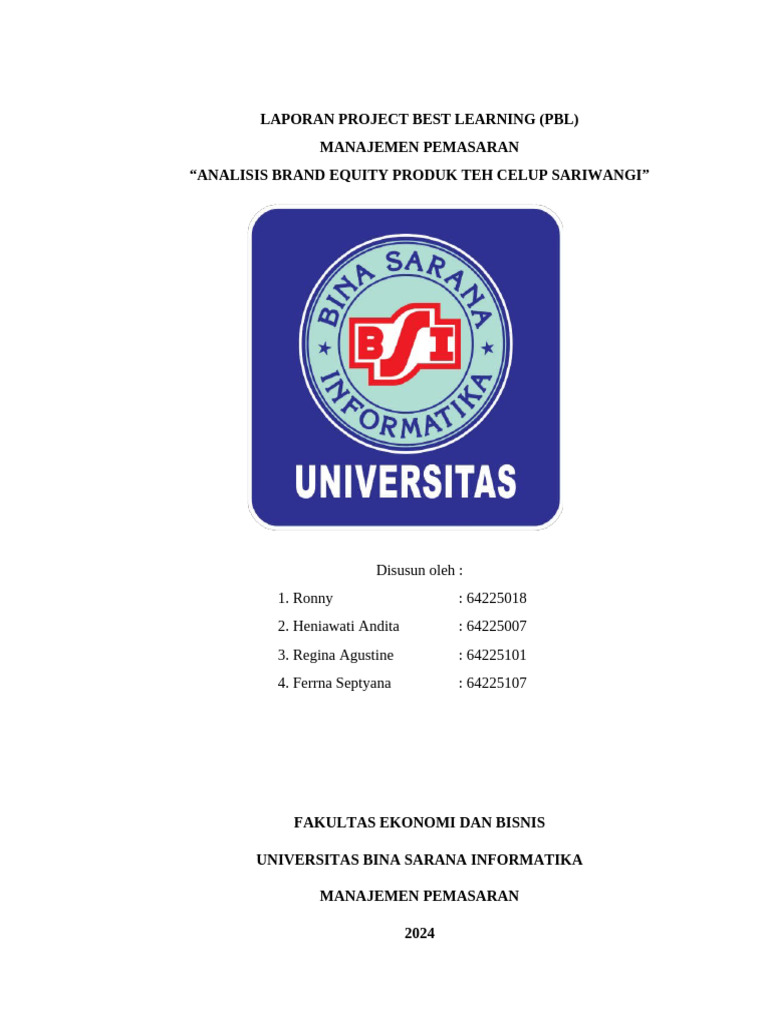 Laporan Project Best Learning Sariwangi | PDF