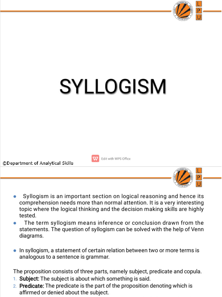 5 PEA 306 Syllogisms For Lecture Hu 13 Sept | PDF | Proposition ...