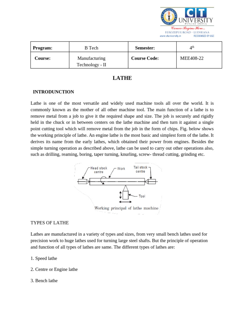Unit - 2 (Machining Machines) | PDF