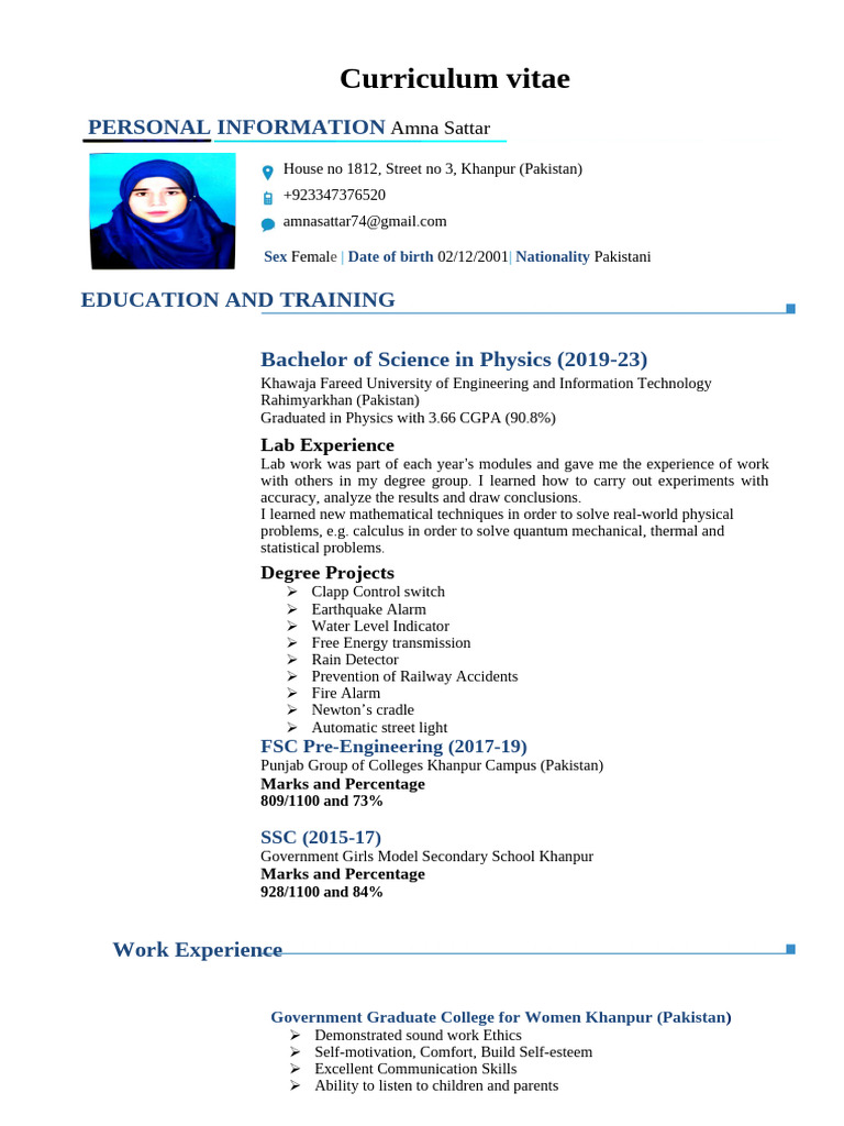 Resume (CV) abroad | PDF