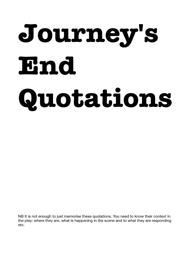 Journey's End Quotation Bank | PDF