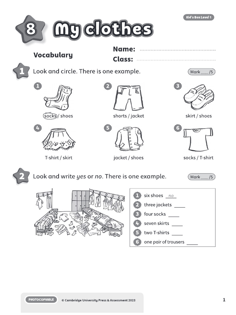 ENG_CE2_Unit 8_Clothes basic | PDF