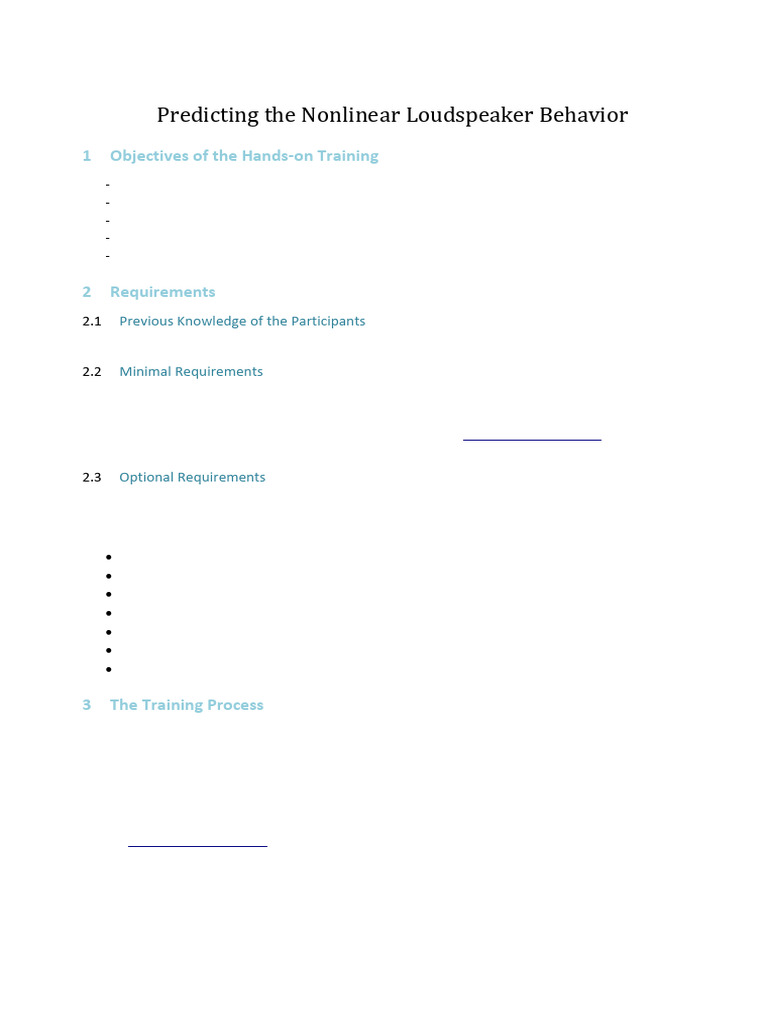 Training 5 Predicting The Nonlinear Loudspeaker Behavior en | PDF