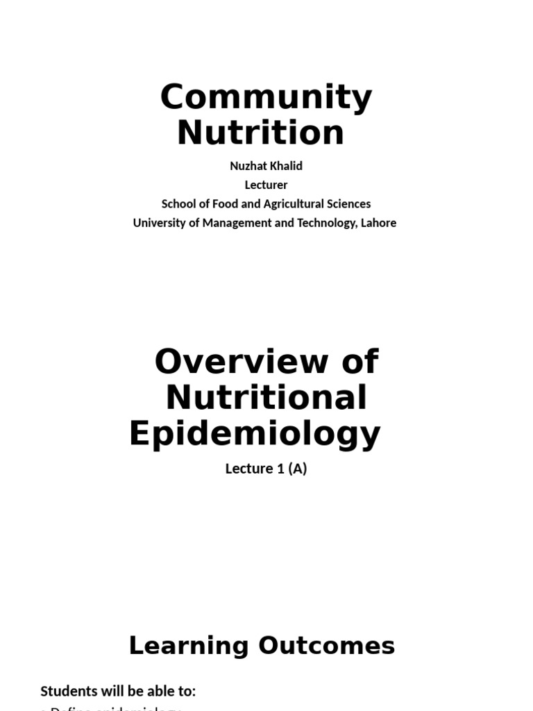 Lecture 1-Overview of Nutritional Epidemiology | PDF