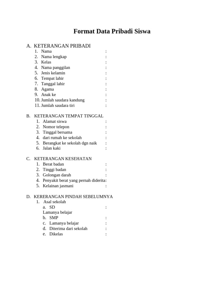 Format_Data_Pribadi_SIswa | PDF