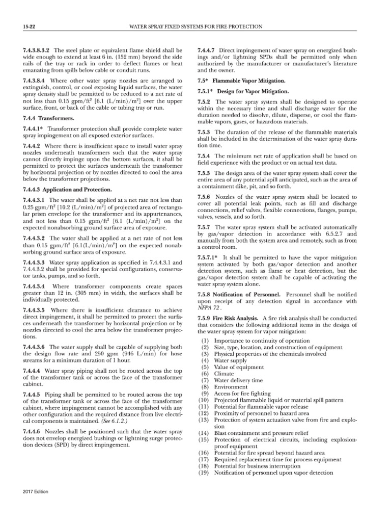 NFPA15 Transformers | PDF