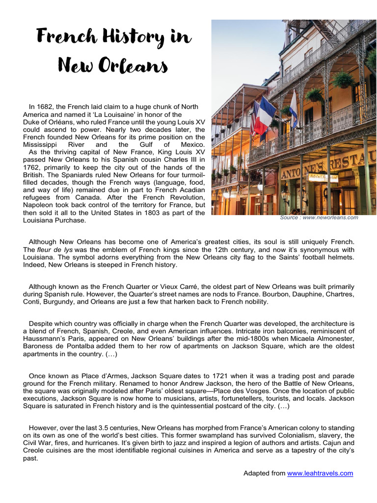 CE French History in New Orleans | PDF