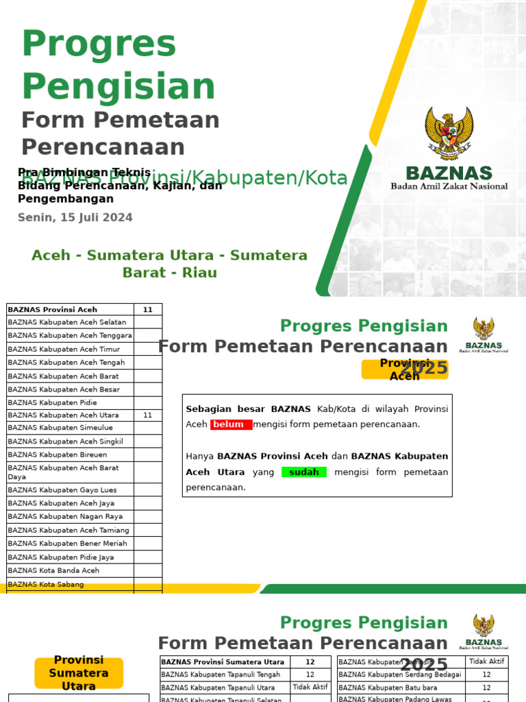 Progres Pengisian Form Perencanaan BAZNAS Daerah | PDF