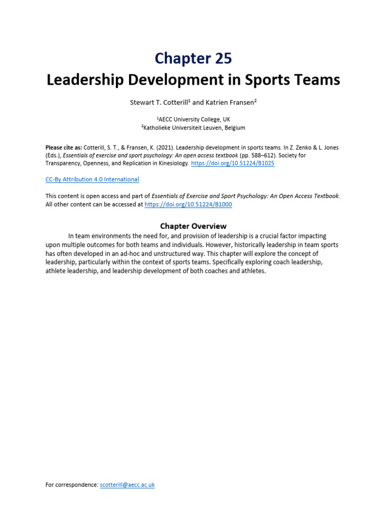 Models of Leadership in Sports | PDF