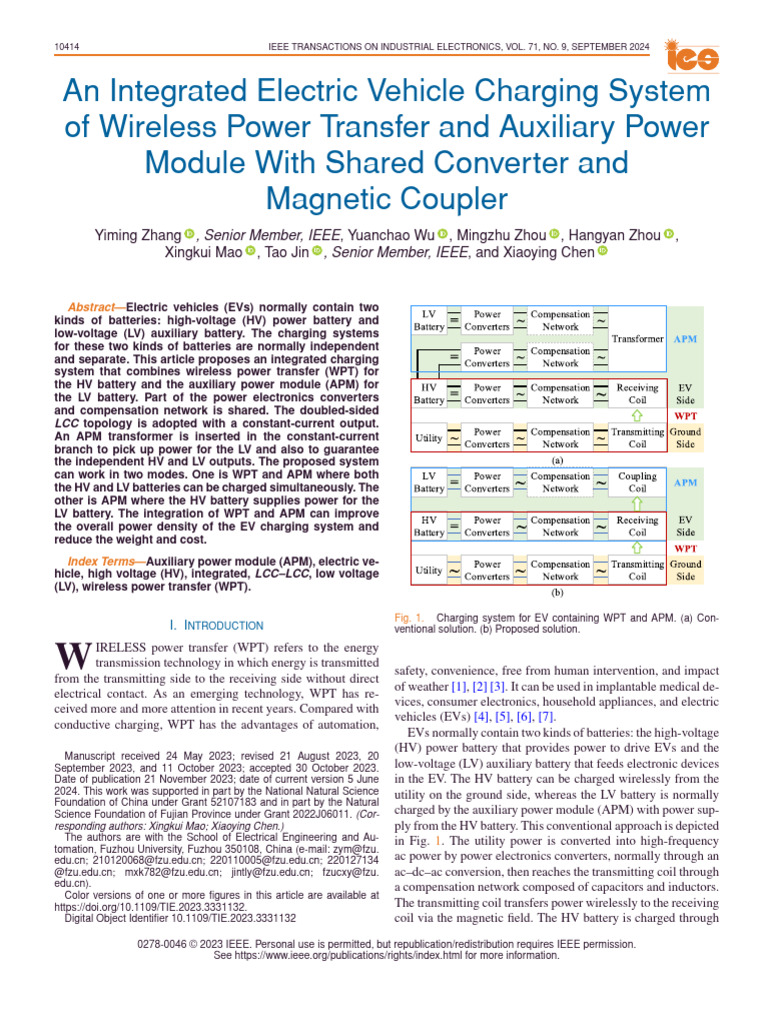 An Integrated Electric Vehicle Charging System of Wireless Power ... An Integrated Electric Vehicle Charging System of Wireless Power ...
