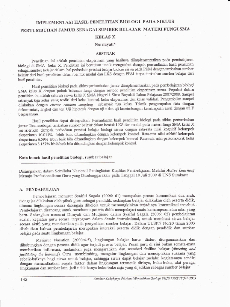 ID Implementasi Hasil Penelitian Biologi Pa | PDF