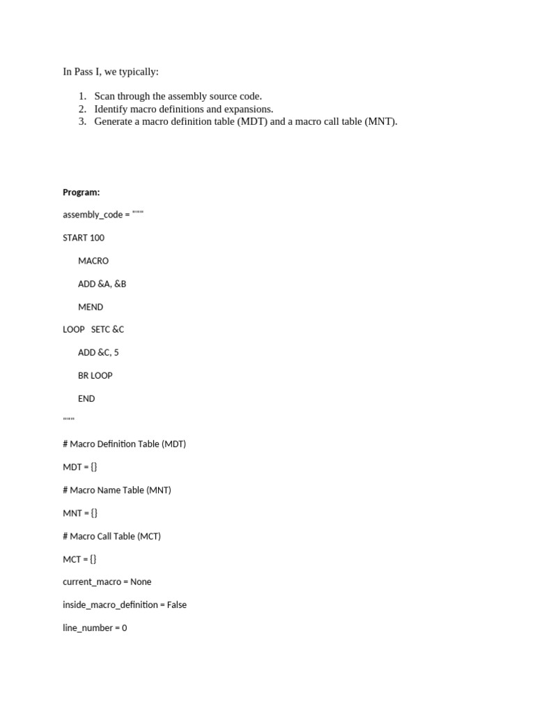 Pass I Ii Of Macro Processor Pdf 