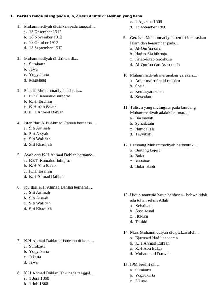 Soal KMD Kls IV | PDF