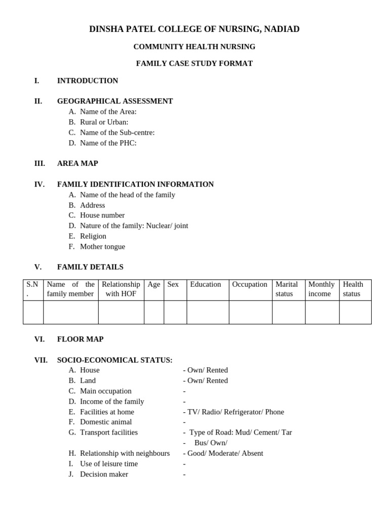 Family Case Study Format | PDF