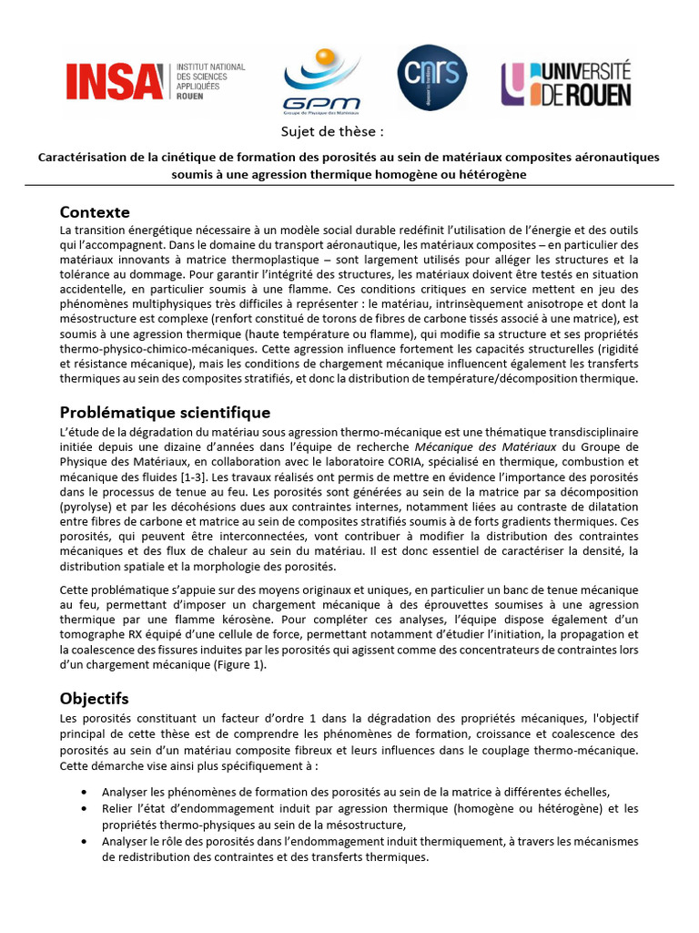 Sujet These INSA GPM PorMaCoT 2024 - Diffusion - FR | PDF
