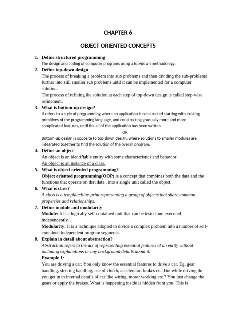 Chapter 6 Basic Concepts of Oop | PDF