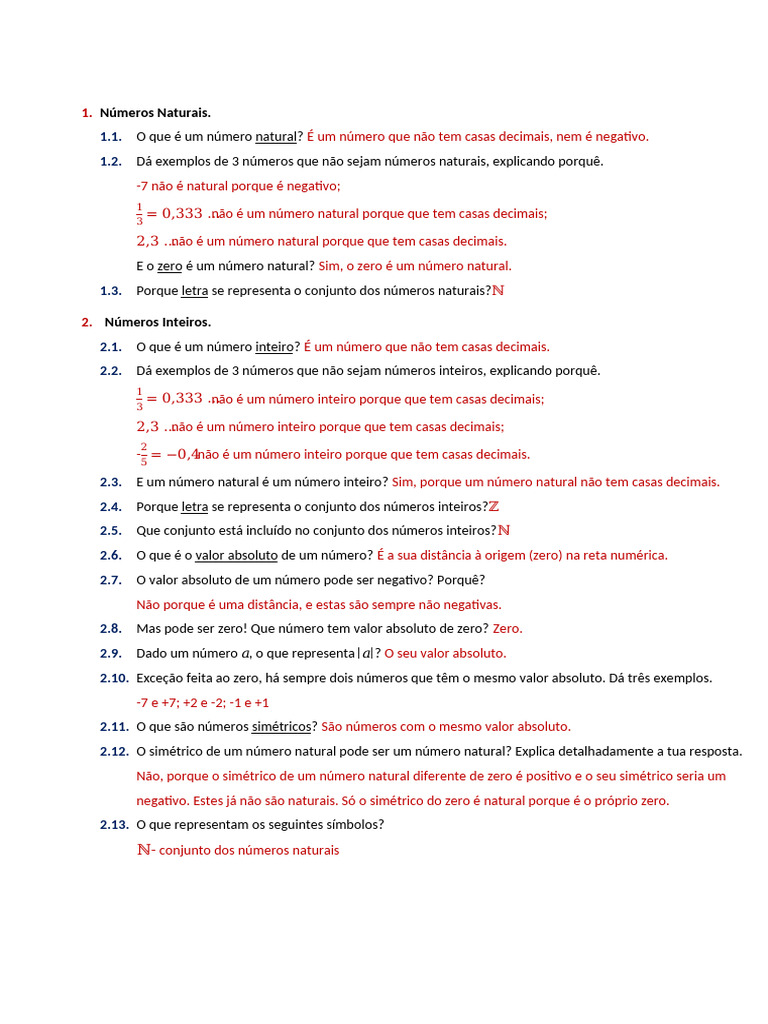 Ficha Revisao Matematica 7 Ano Numeros Racionais Solucoes | PDF