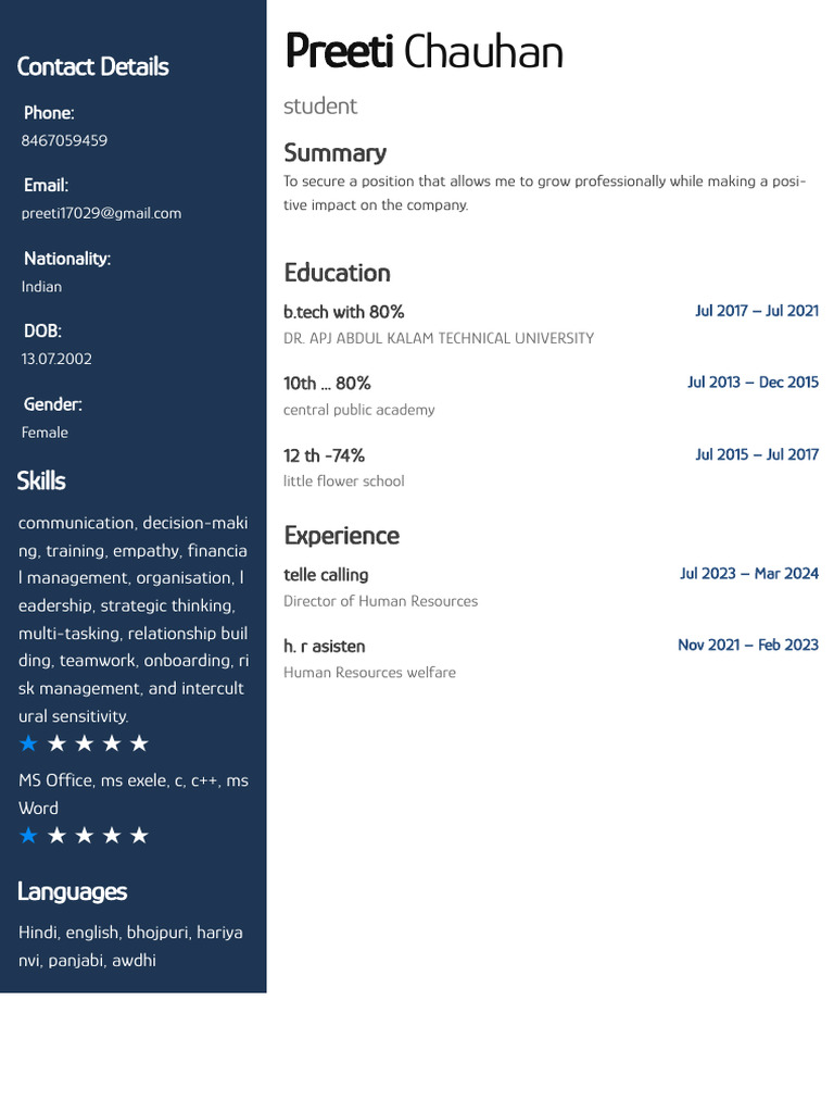 Preeti Resume 257 | PDF