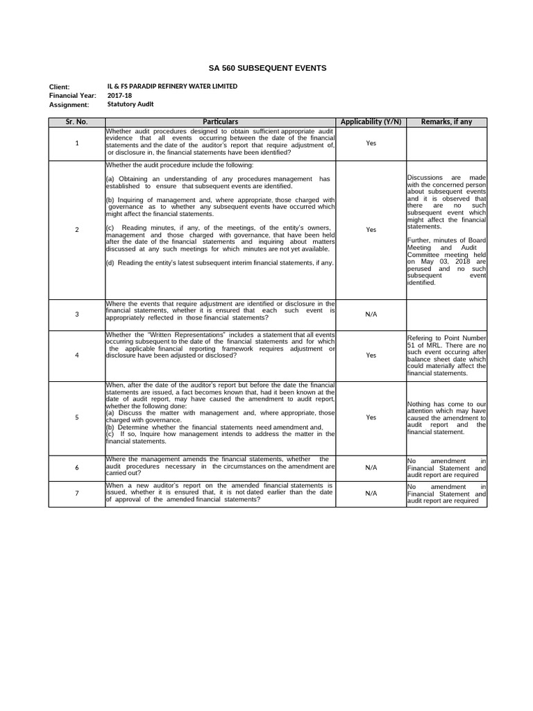 5_Subsequent_Event_Checklist_SA_560 | PDF