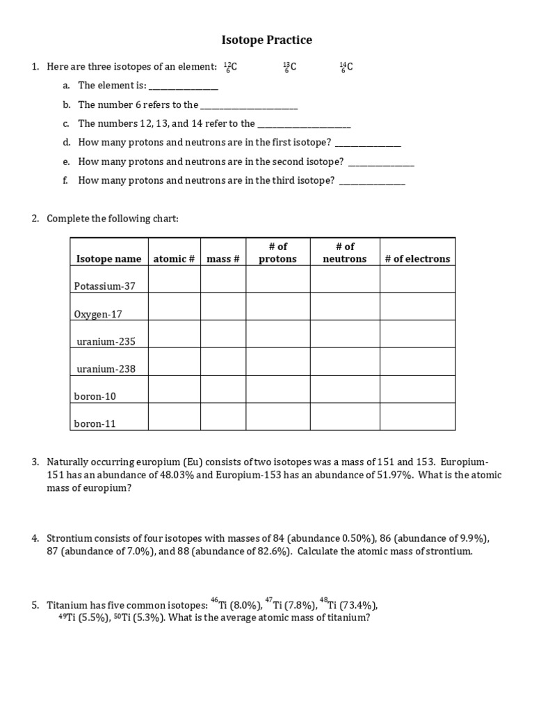 Isotope Questions | PDF
