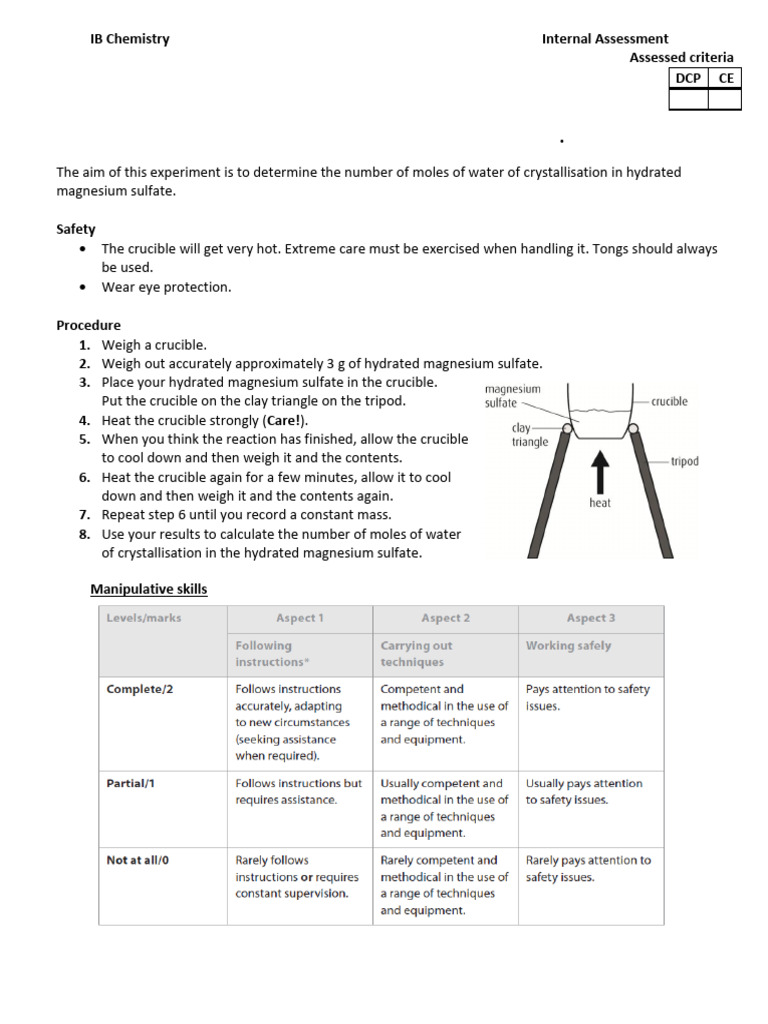 Lab - Determination of The Value of X in MgSO4 - xH2O | PDF