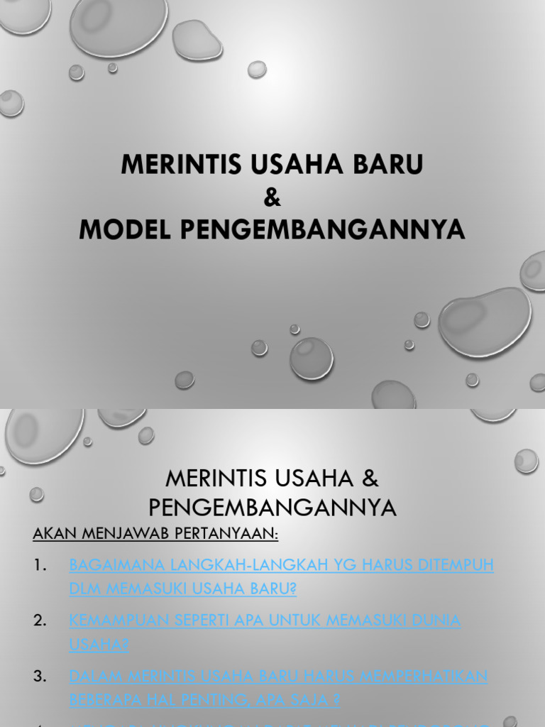 Merintis Usaha Baru Dan Model Pengembangannya 1 | PDF