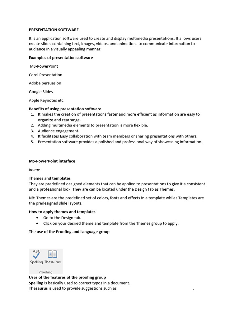 Introduction To Presentation Software For BS7 | PDF