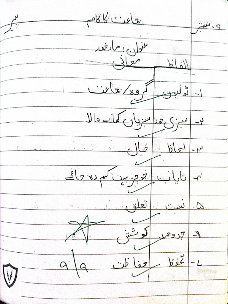 Urdu Sample Work (9-13 Sep) | PDF