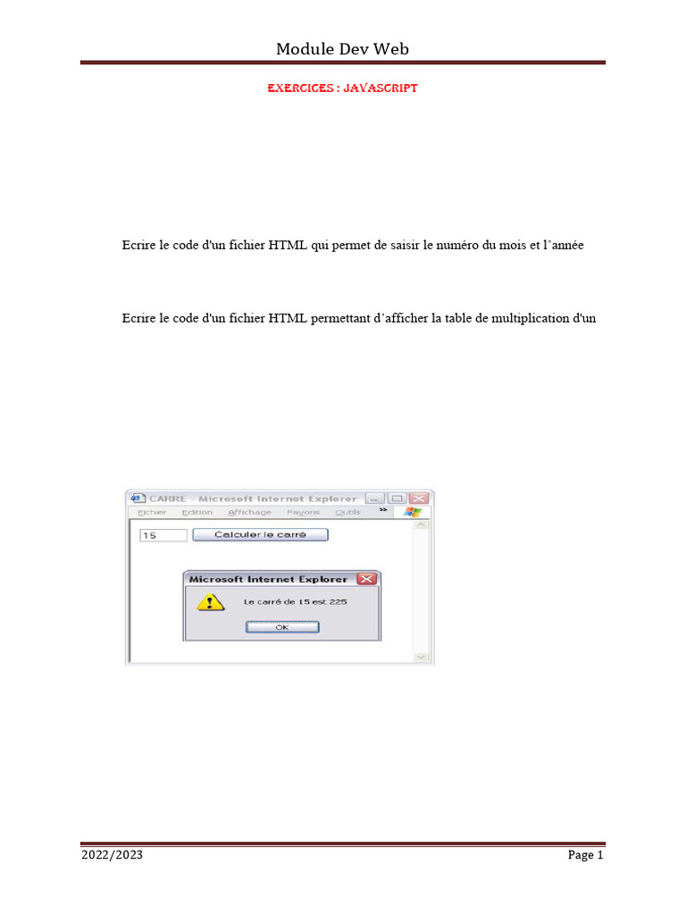 Série Exercices Javascipt | PDF