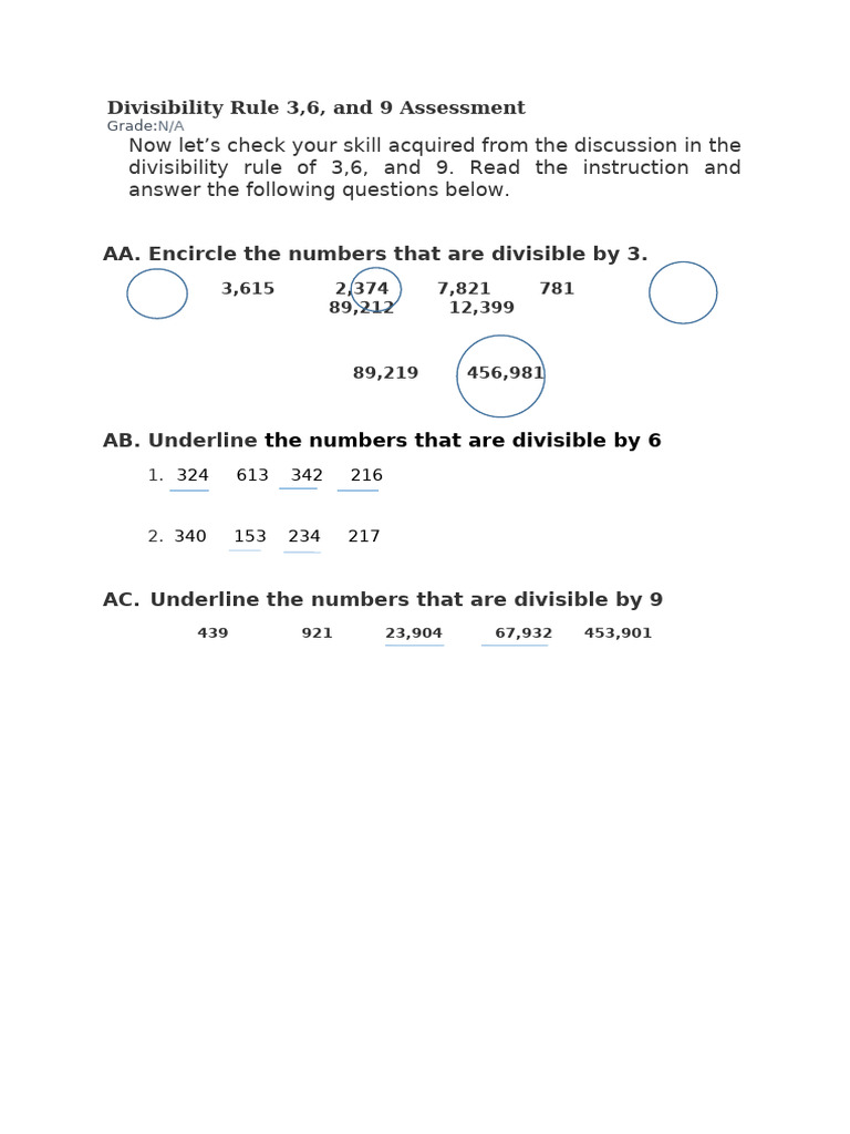 Divisibility Rule 3 | PDF