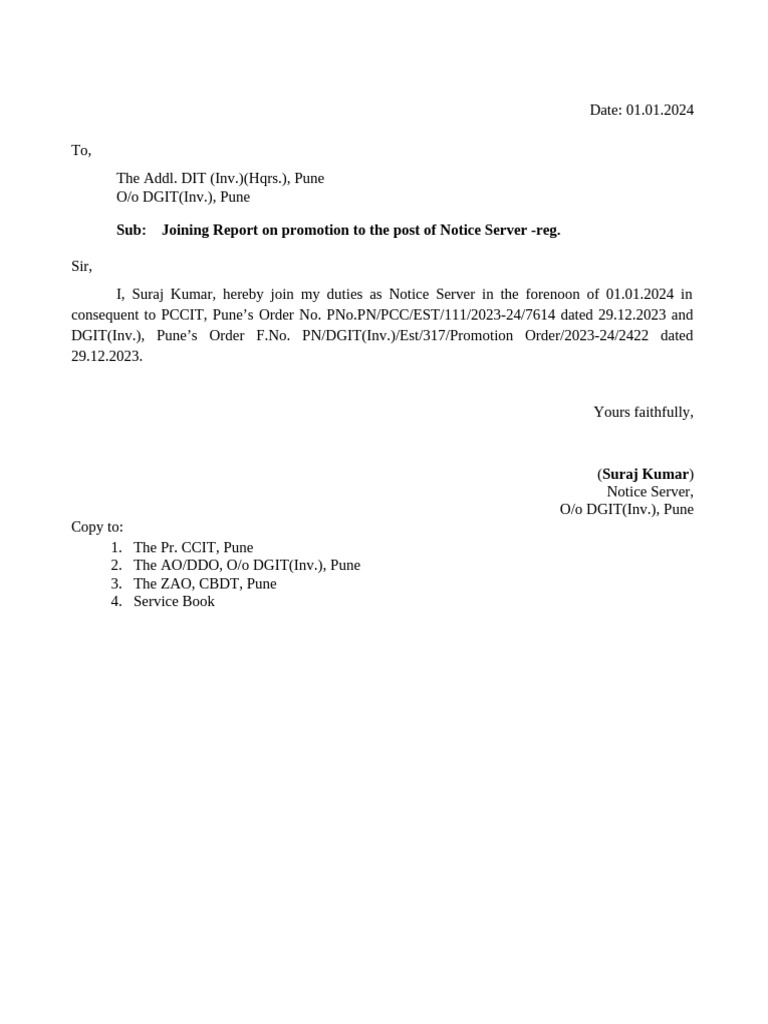 Suraj Kumar Joining | PDF