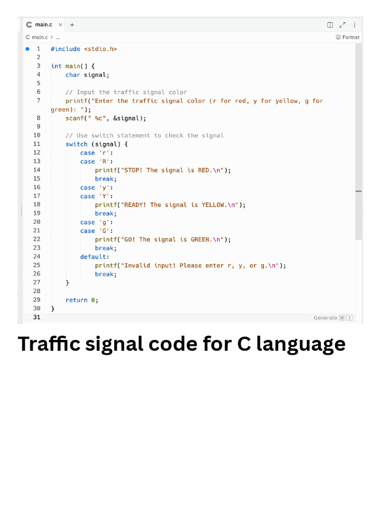 Traffic Signal Code For C Language | PDF