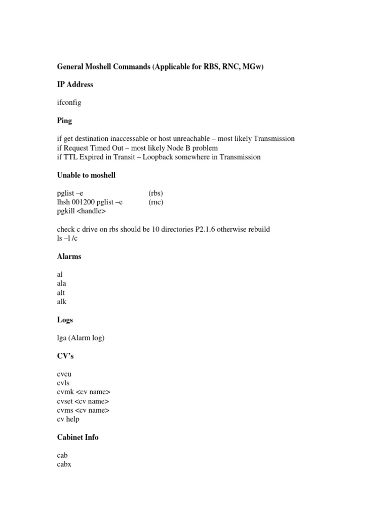 Tips Moshell Basic Command | PDF
