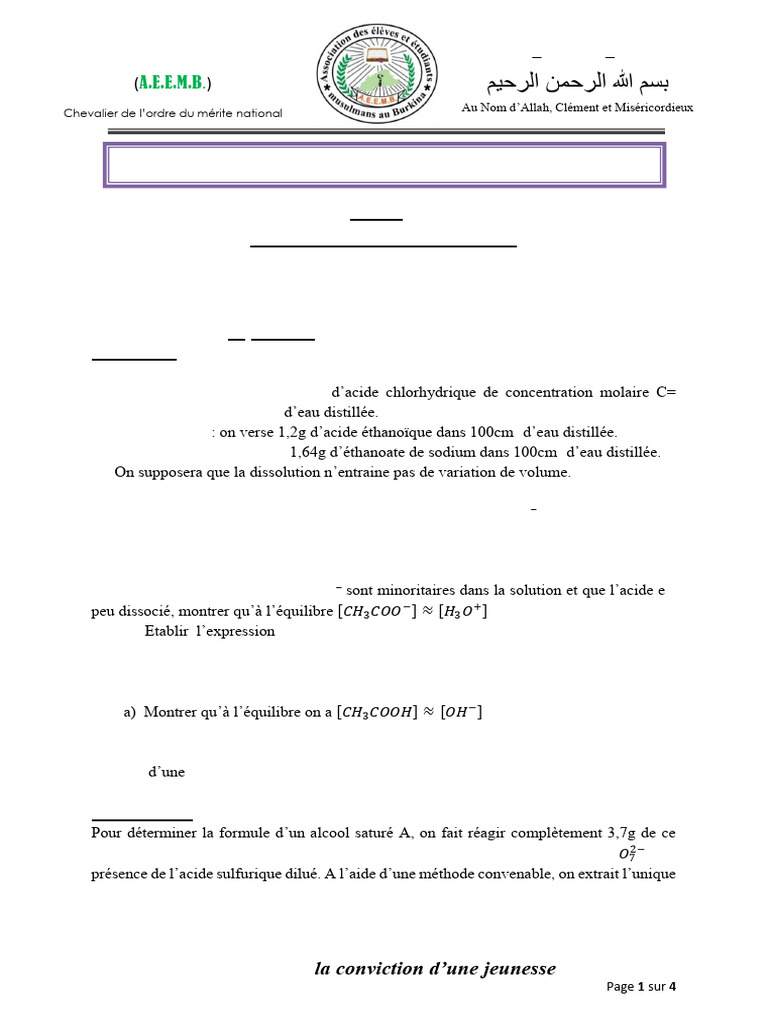 BAC D Blanc PC 2024. AEEMB. | PDF