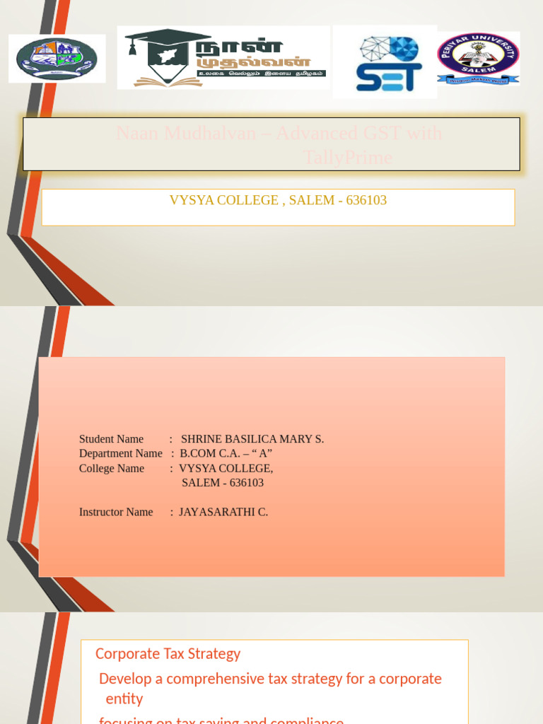 Naan Mudhalvan - Advanced GST With Tallyprime: Vysya College, Salem ...