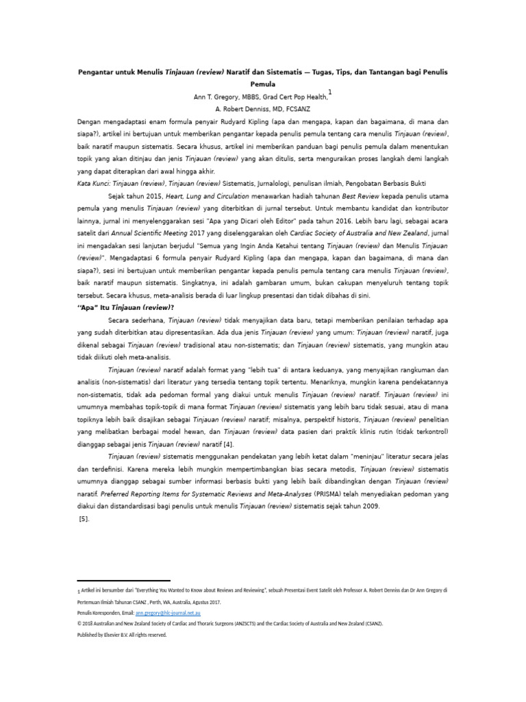 Pengantar Untuk Menulis Tinjauan Naratif Dan Sistematis | PDF