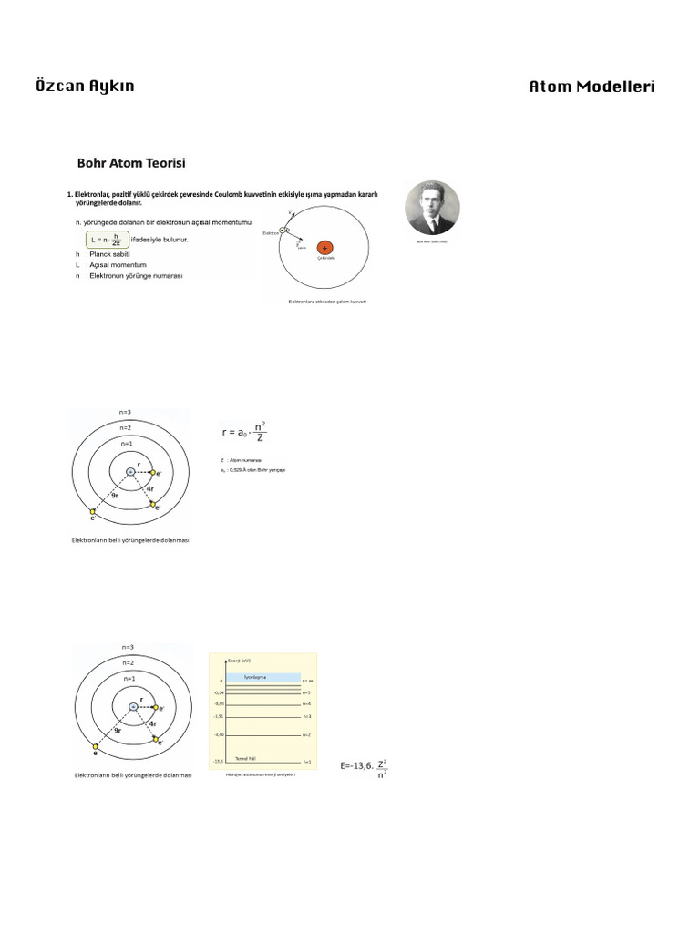 Atom Modelleri - 3 Bohr Atom Modeli | PDF